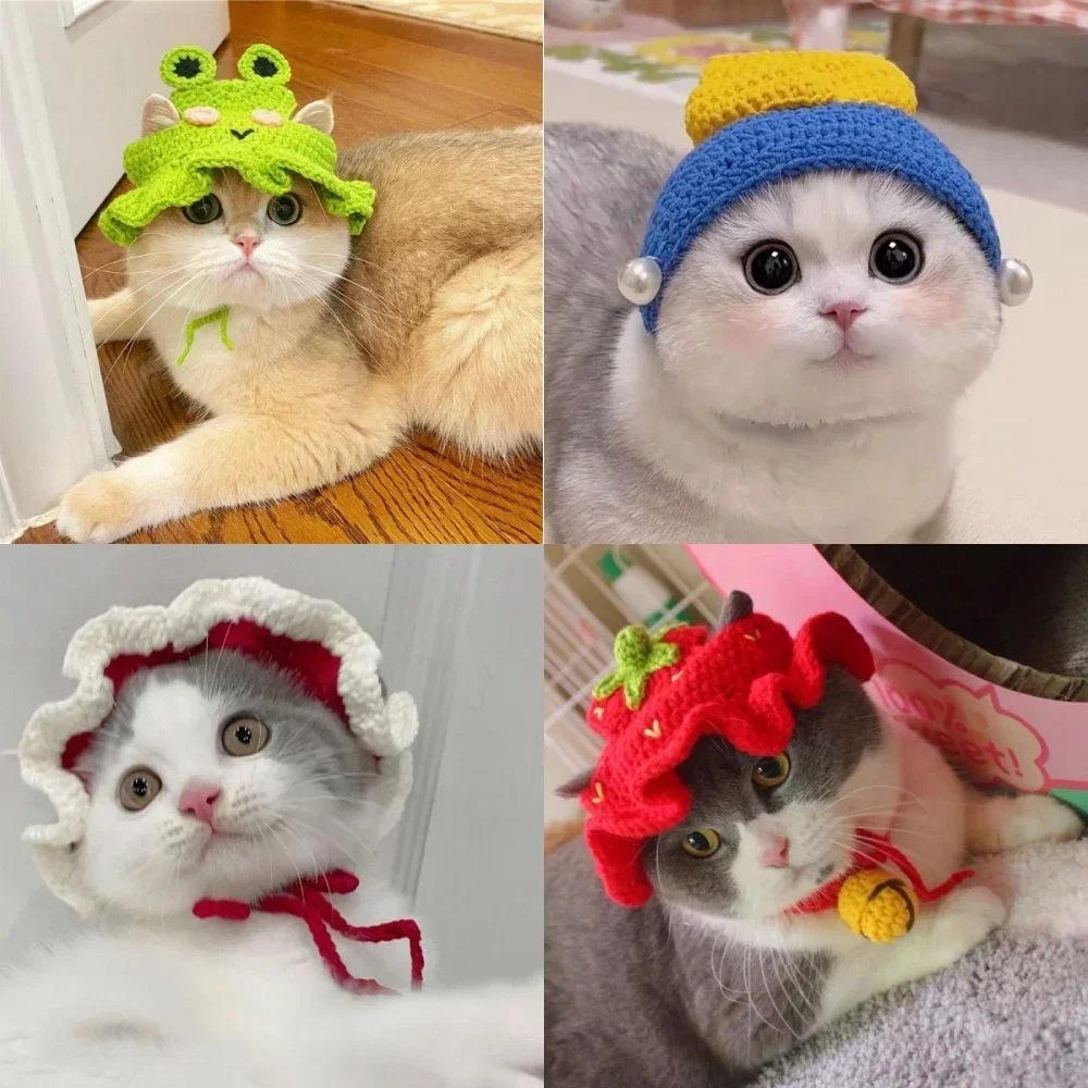 Cute Refined Cat Hat Elastic Autumn Winter Pet Hat Puppy Kittens ...