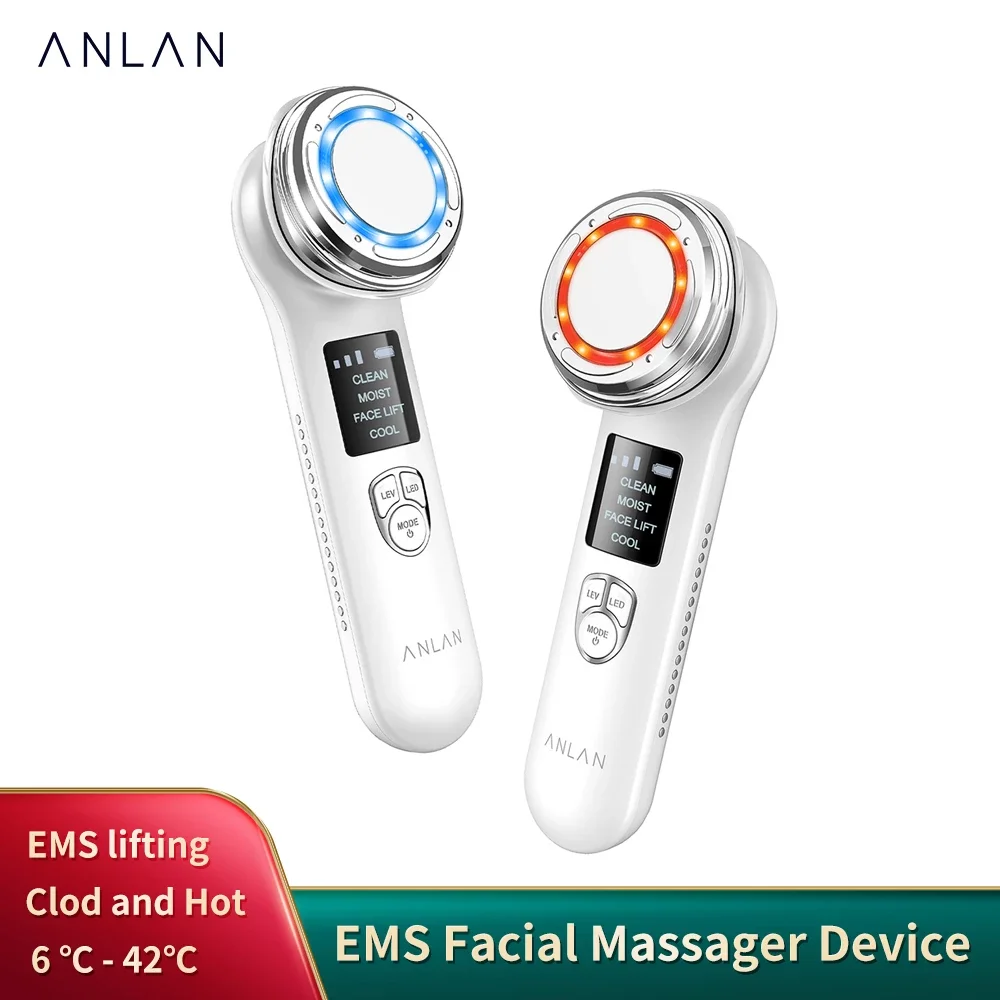 Anlan 4 In 1 Ems Facial Massager Device Led Light Therapy Ultrasonic ...