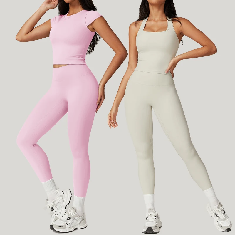 Beauty Back Tight Yoga Clothing Set Women Small Fly Sleeve Short Sleeve ...