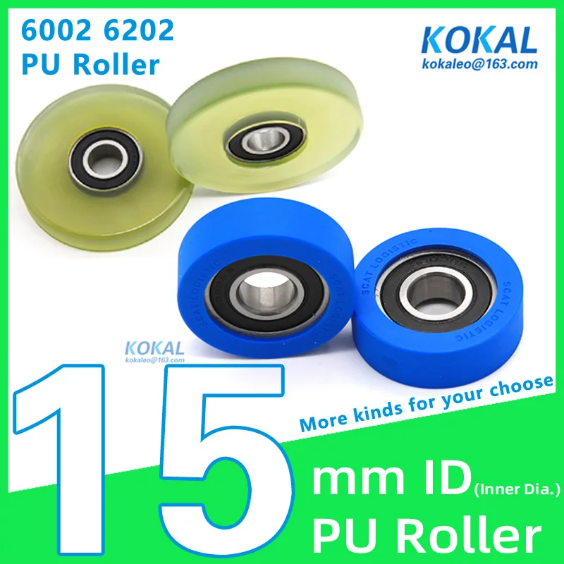 PUd15-2-4pcs-high-quality-6002RS-6202-TPU-PU-ball-bearing-roller-wheel ...