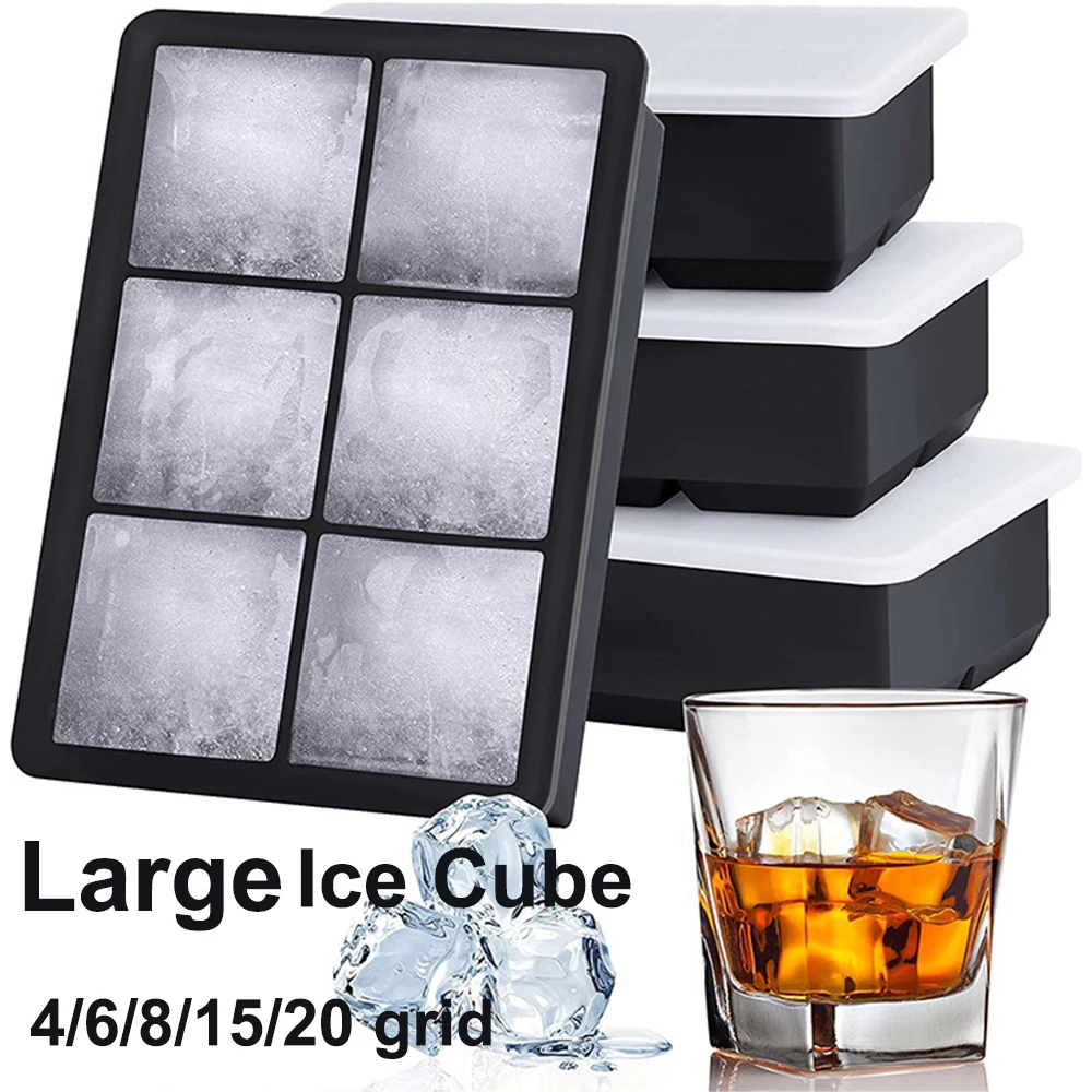 4-6-8-15-20Grid-Large-Ice-Cube-Mold-Square-Ice-Tray-Mould-Big-Cubitera ...