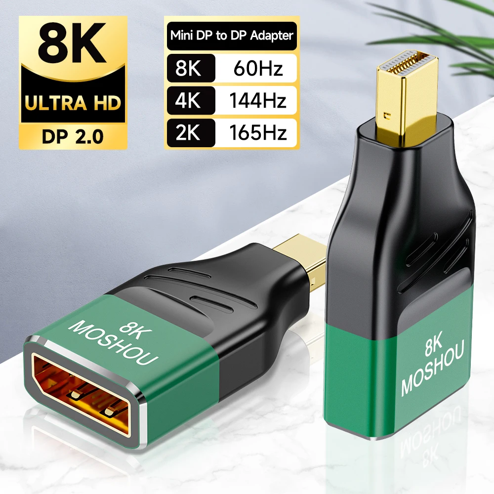 Adaptador MOSHOU Displayport 2,0 Mini DP a DP, puerto de visualización ...
