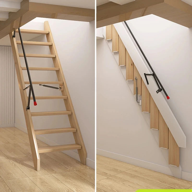 Escaleras-plegables-de-madera-maciza-para-tico-escalera-telesc-pica ...