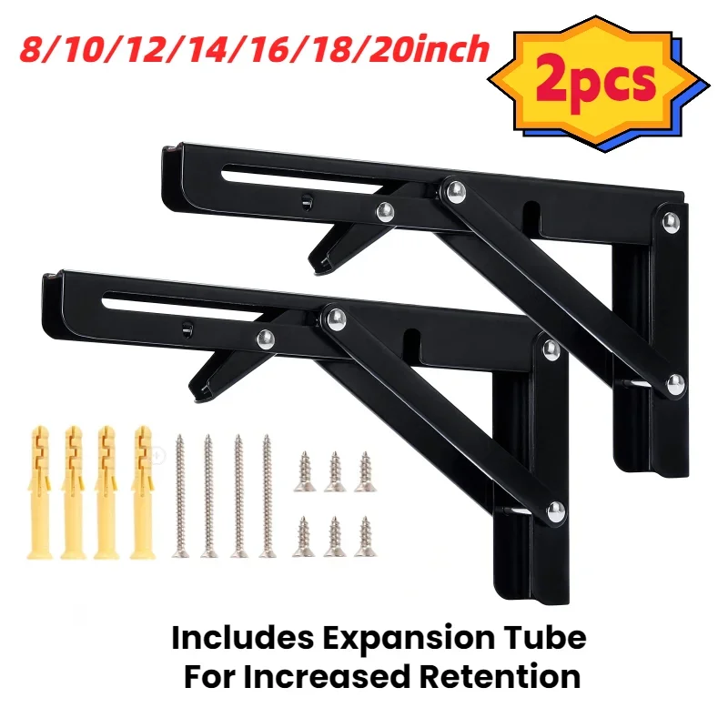 Folding-Shelf-Bracket-Wall-Mount-Stainless-Steel-Heavy-Duty-Collapsible ...