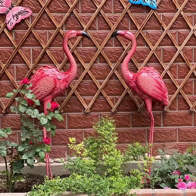 Creative Outdoor Iron Flamingo Statues Accessories For Home Decor For ...