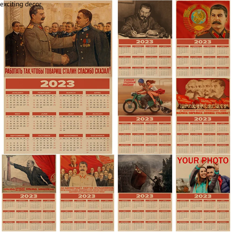 Ünlü Stalin Stalin Lenin 2023 takvim posteri sovyet sscb CCCP Retro ...