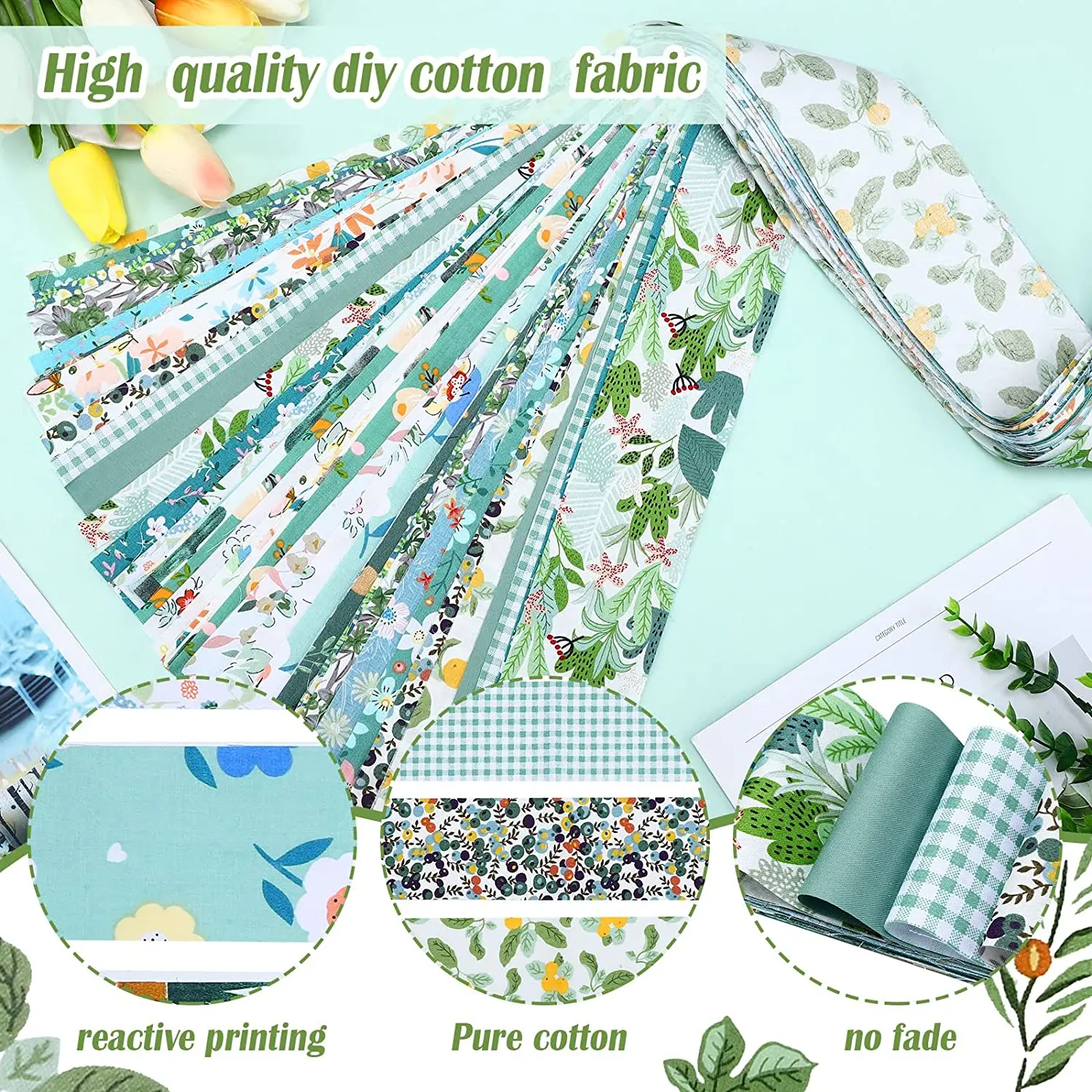 Full Cotton Fabric 40 Styles 6.5*50/25cm DIY Handmade Lining Clothes ...