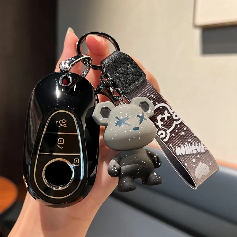 TPU Car Key Case Holder Cover Ring For Mercedes Benz E C Class W204 ...