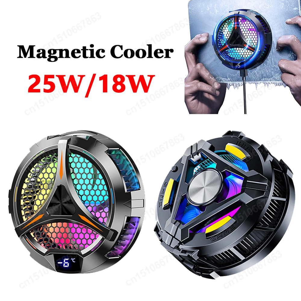 Magnetic-Back-Clip-Semiconductor-Cooler-Fan-RGB-Light-25W-18W-Mobile ...