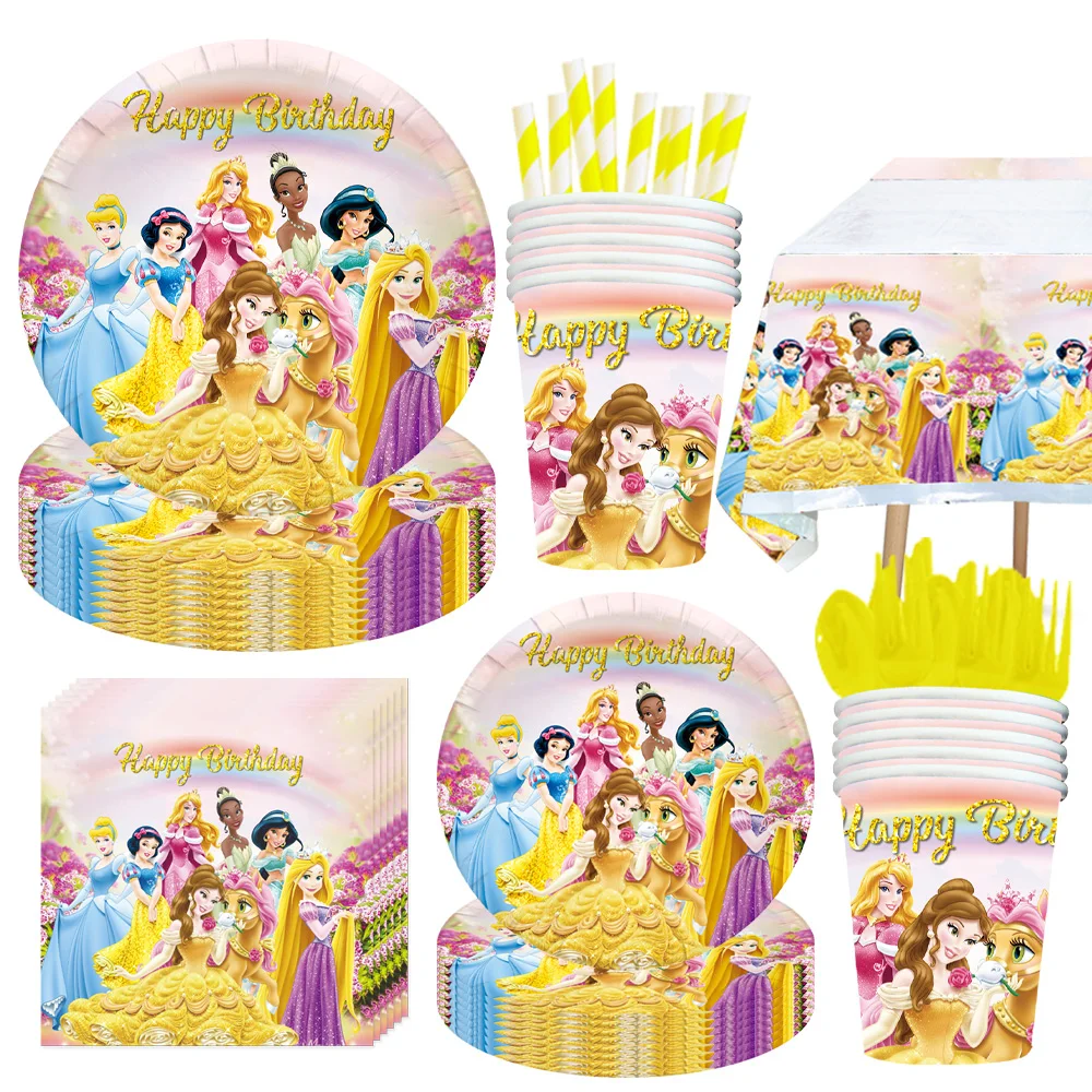 Disney Six Princess Girl Birthday Party Decoration Supplies Wedding ...