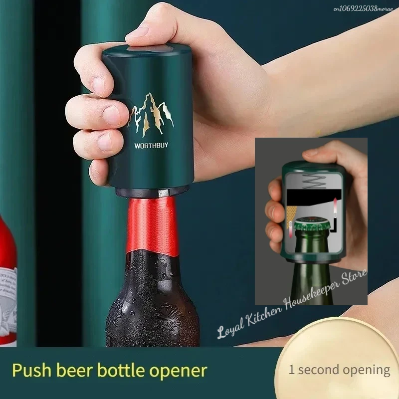 Magnetic Automatic Beer Bottle Opener Kitchen Stainless Steel Press Lid ...