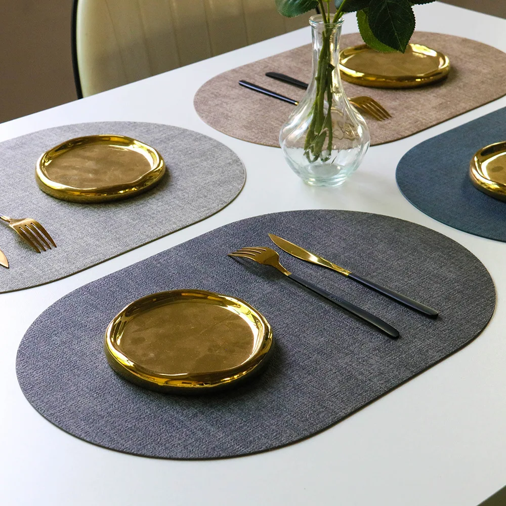2pcs Decoration Leather Washable Placemats Heat Resistant Thick Faux ...