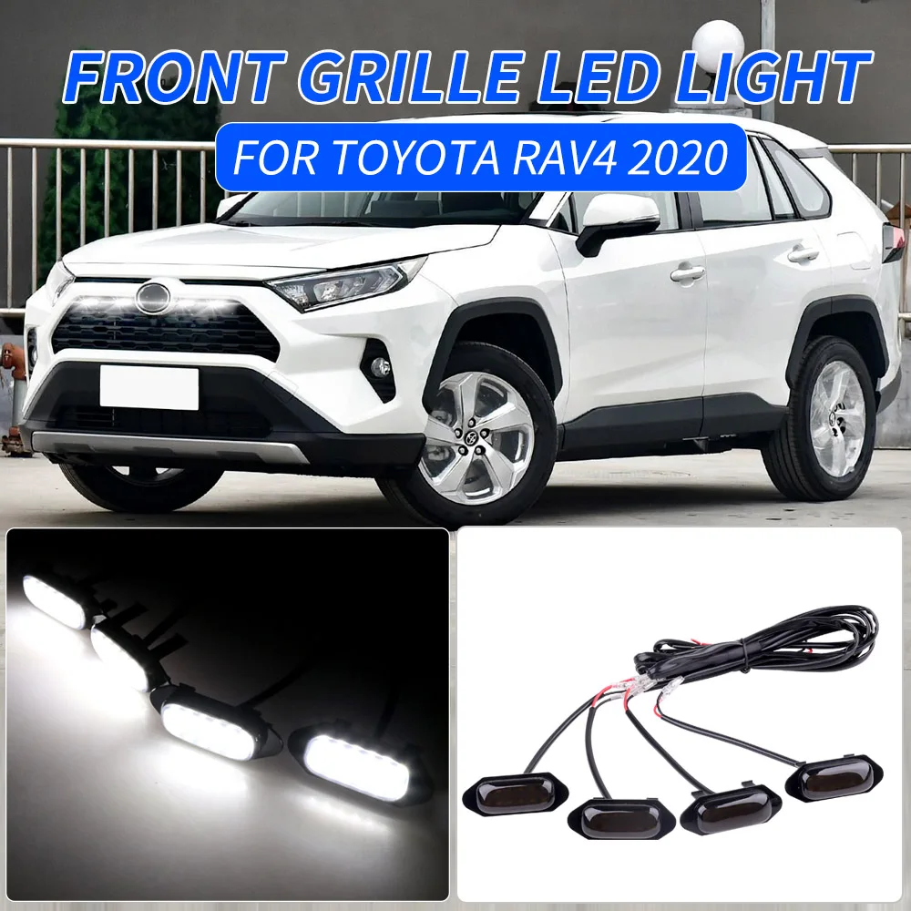 Grade-dianteira-luzes-LED-para-Toyota-RAV4-2020-fus-vel-e-fio-compat ...