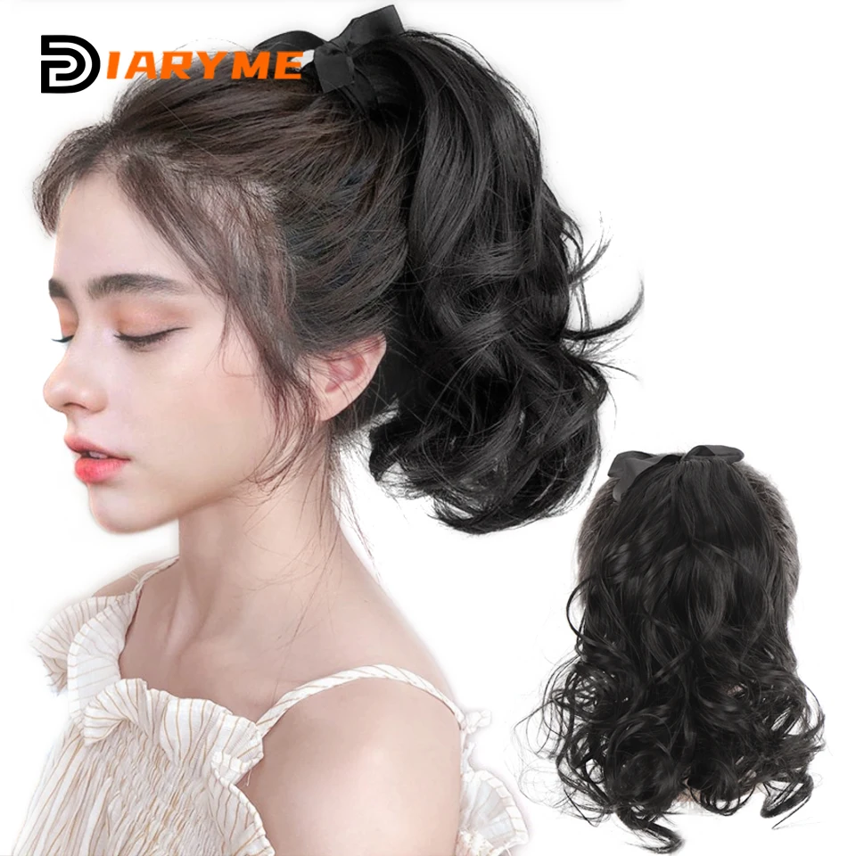 Synthetic-Short-Curly-Ponytail-Extension-For-Women-Fake-Hair-Chip-in ...