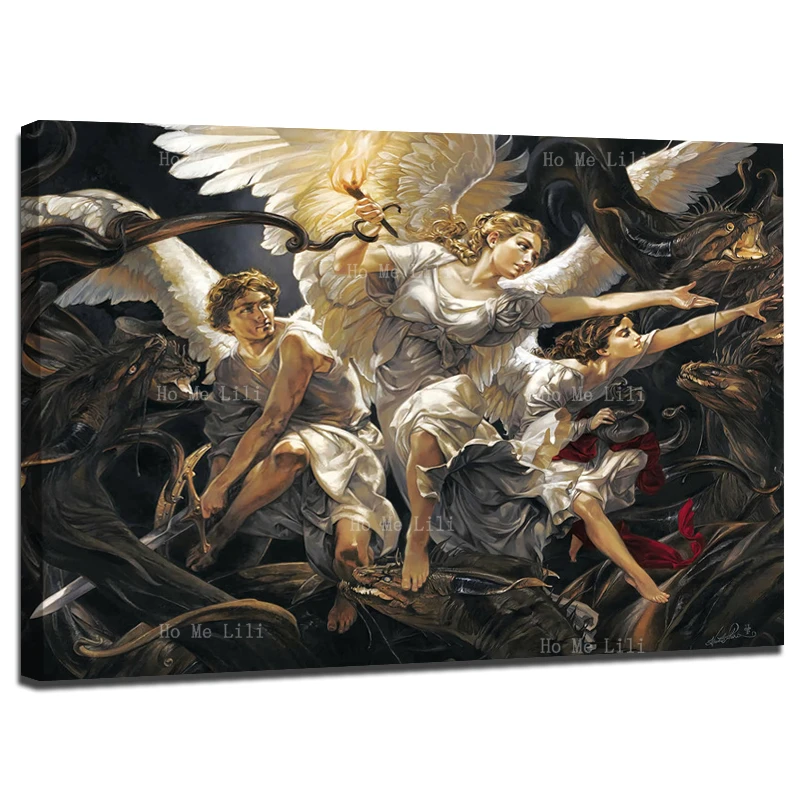 Angel Fighting Demon Painting