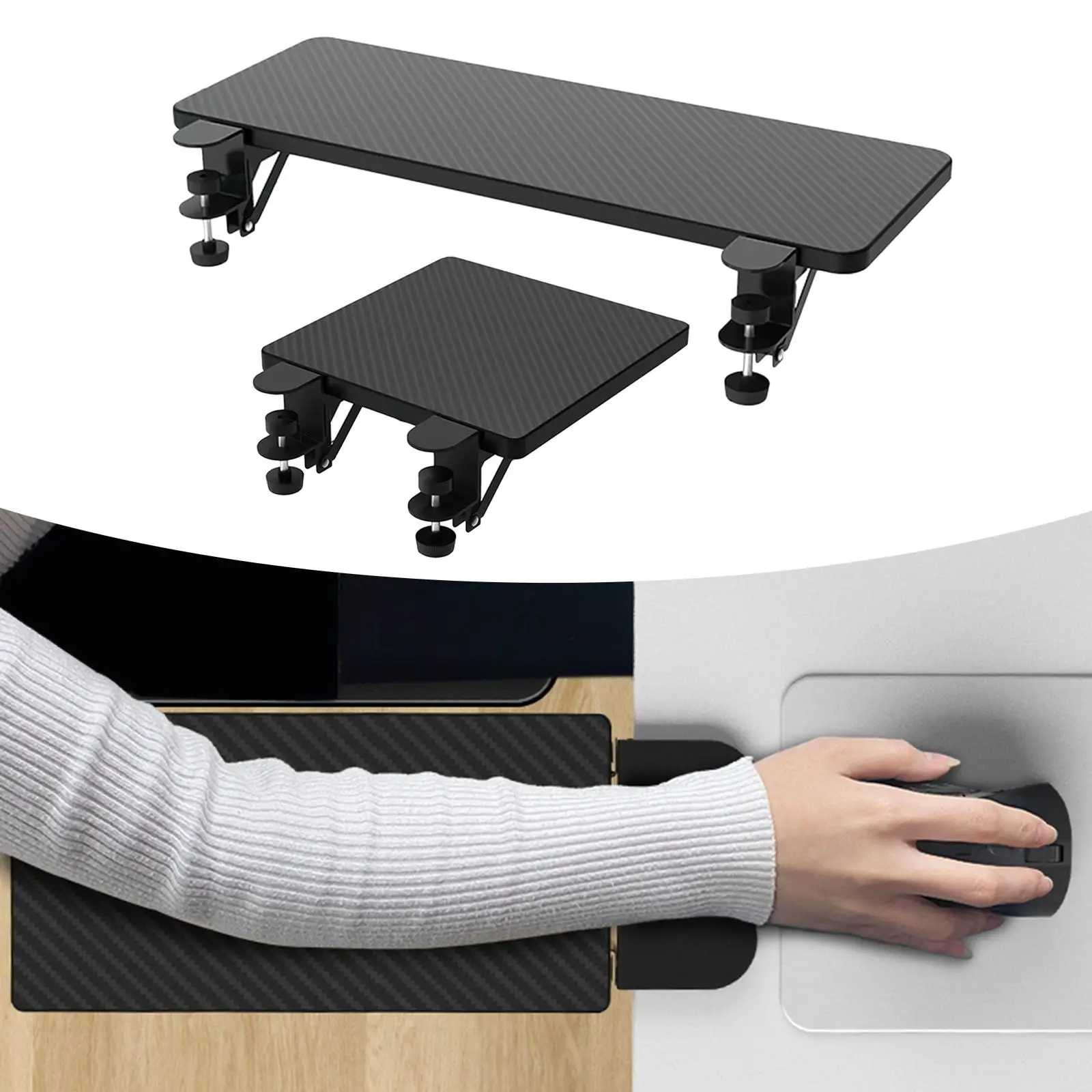 Wood-Ergonomic-Desk-Extender-Tilting-Clamp-On-Table-Mount-Foldable ...