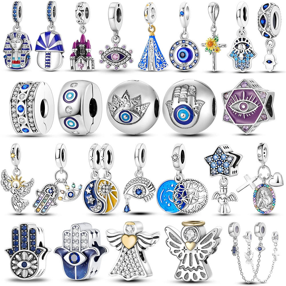 Silver Plated Religion Virgin Mary Devil's Eye Charms Jesus Charm Fit ...
