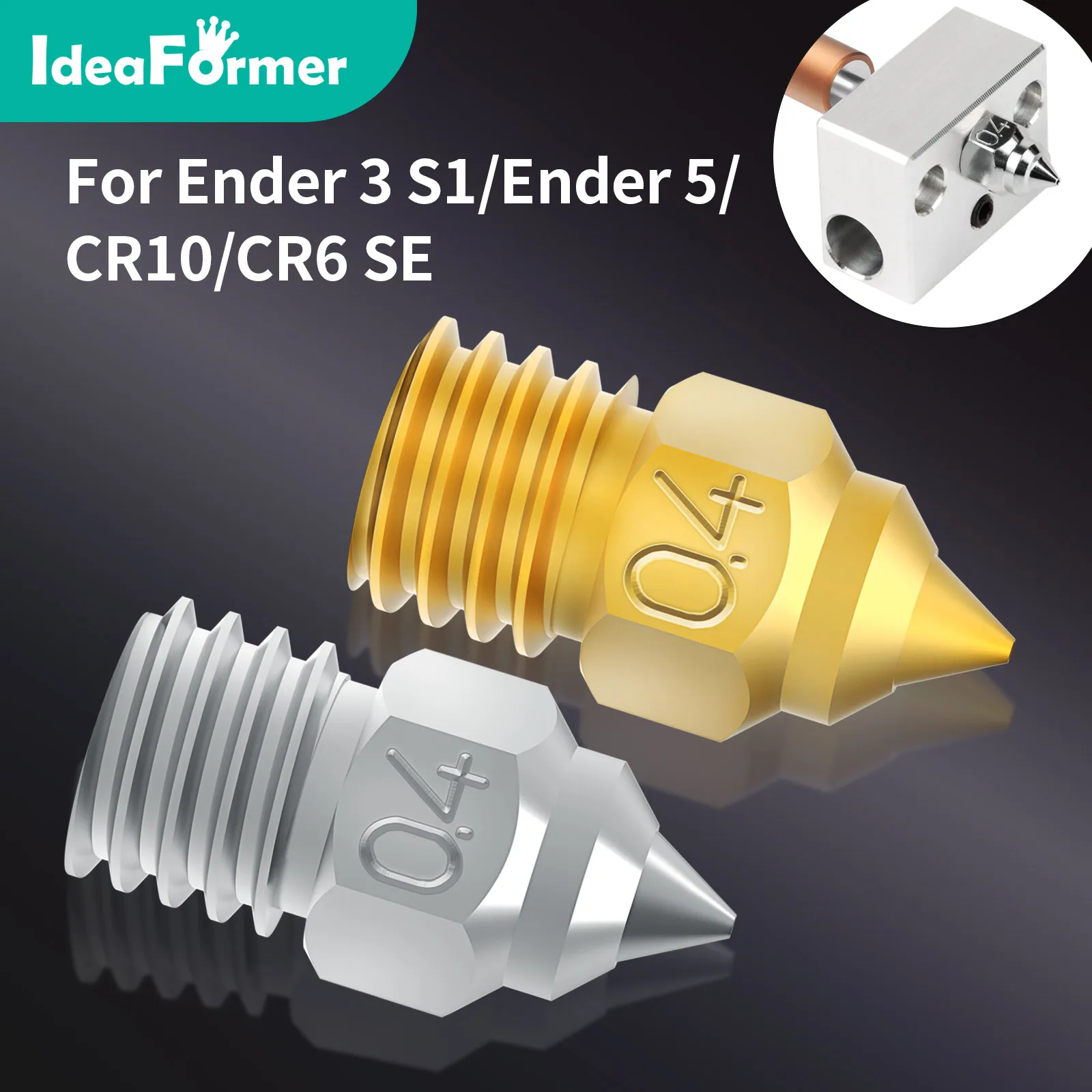 1Pcs Brass Nozzle 0.4mm Plated Copper Nickel High Temperature ...