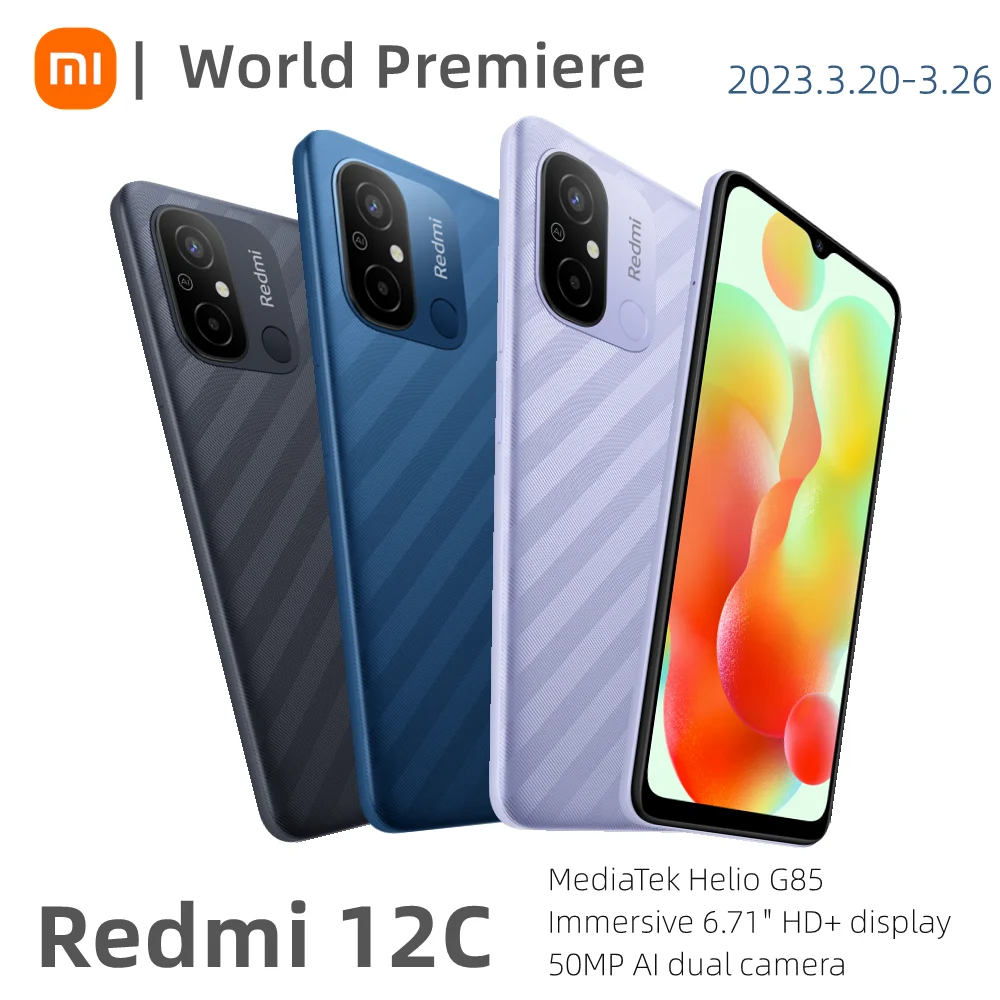 12C redmi 12C Xiaomi redmi 3GB 64GB 4GB 128GB MediaTek Helio G85 6.71 "จอแสดงผล50MP กล้อง5000mAh ...