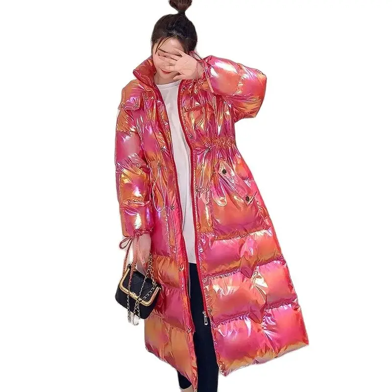 Winter Glossy Down Jacket Women's 2023 New Thicken Down Cotton Hooded ...