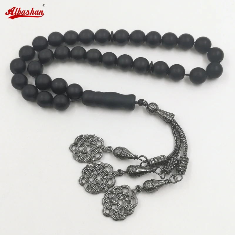 Tasbih-Men-Black-Matte-agates-stone-muslim-prayer-beads-islamic-rosary ...