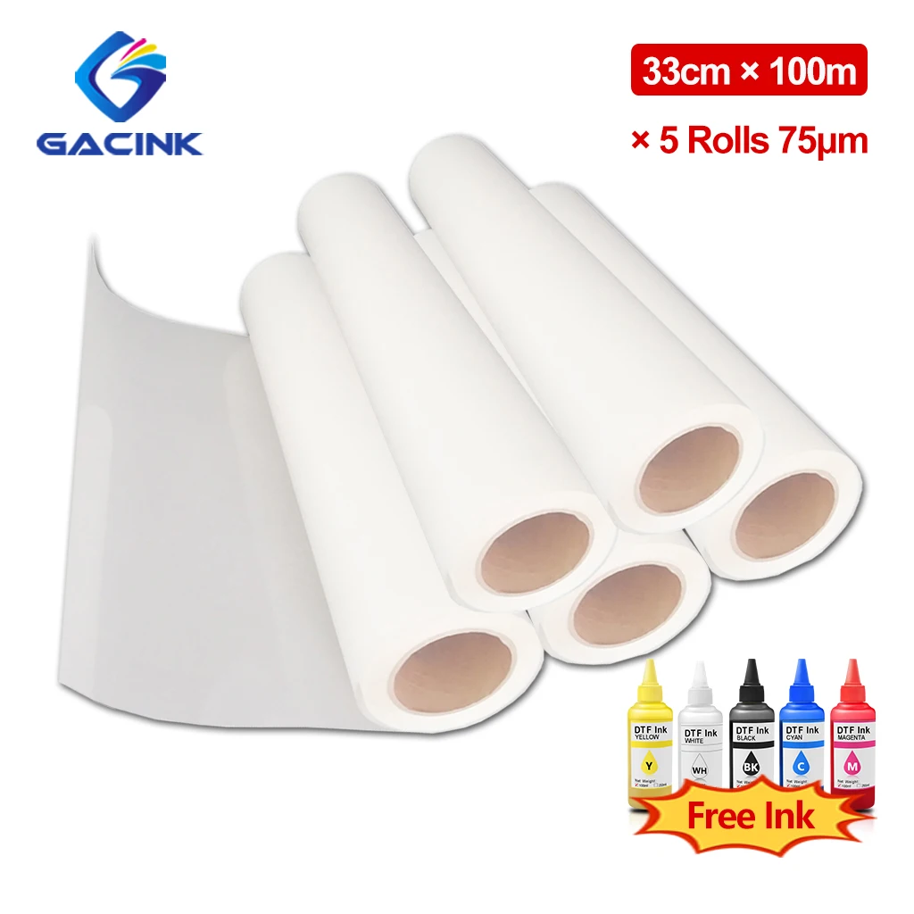 Roll-DTF-Film-33cm-100m-5pcs-Direct-Transfer-Film-Ink-For-XP600-1340 ...