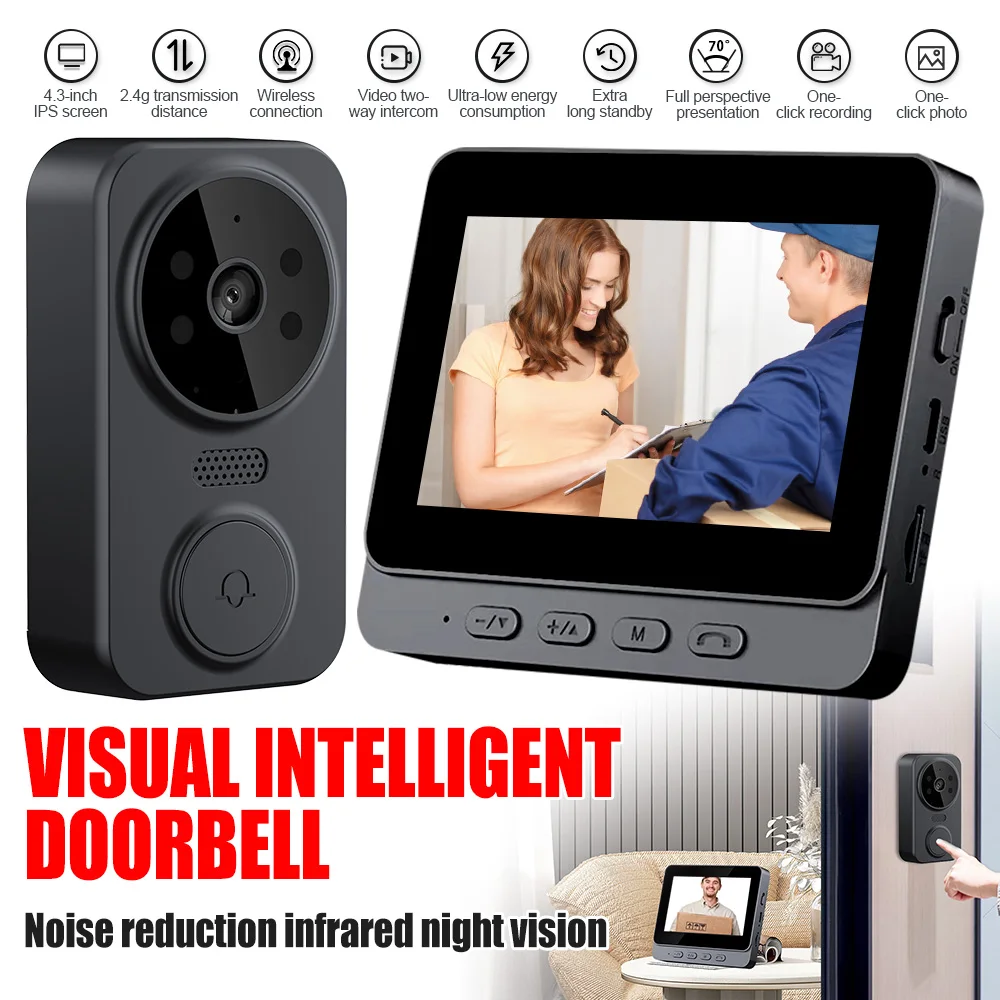 Wireless-WIFI-Video-Intercom-Night-Vision-Doorbell-Camera-4-3-Inch-LCD ...