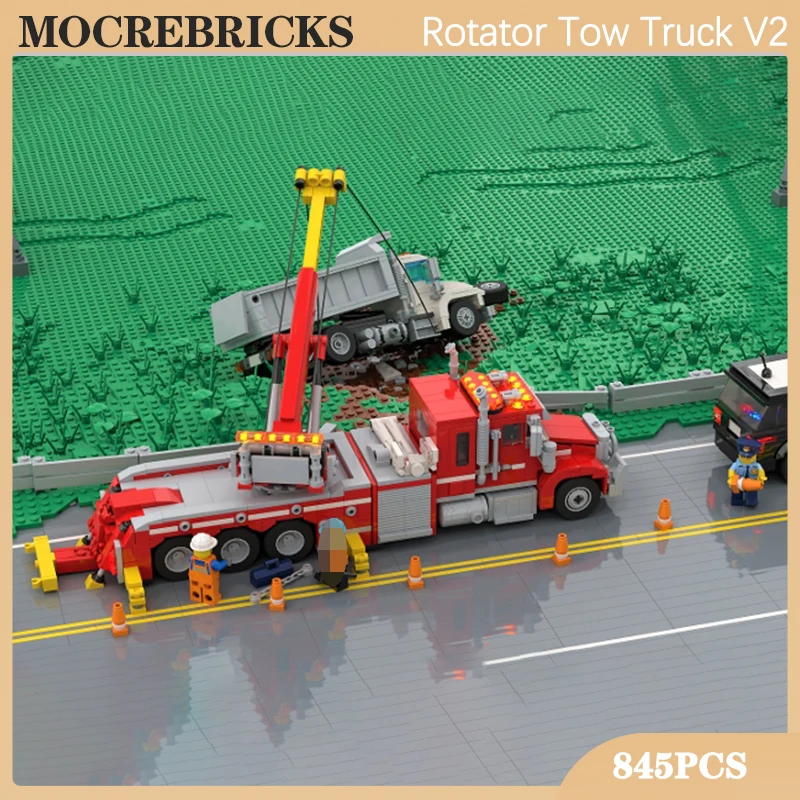 City Engineering Vehicle High-Tech Rotator Tow Truck MOC Building Block ...
