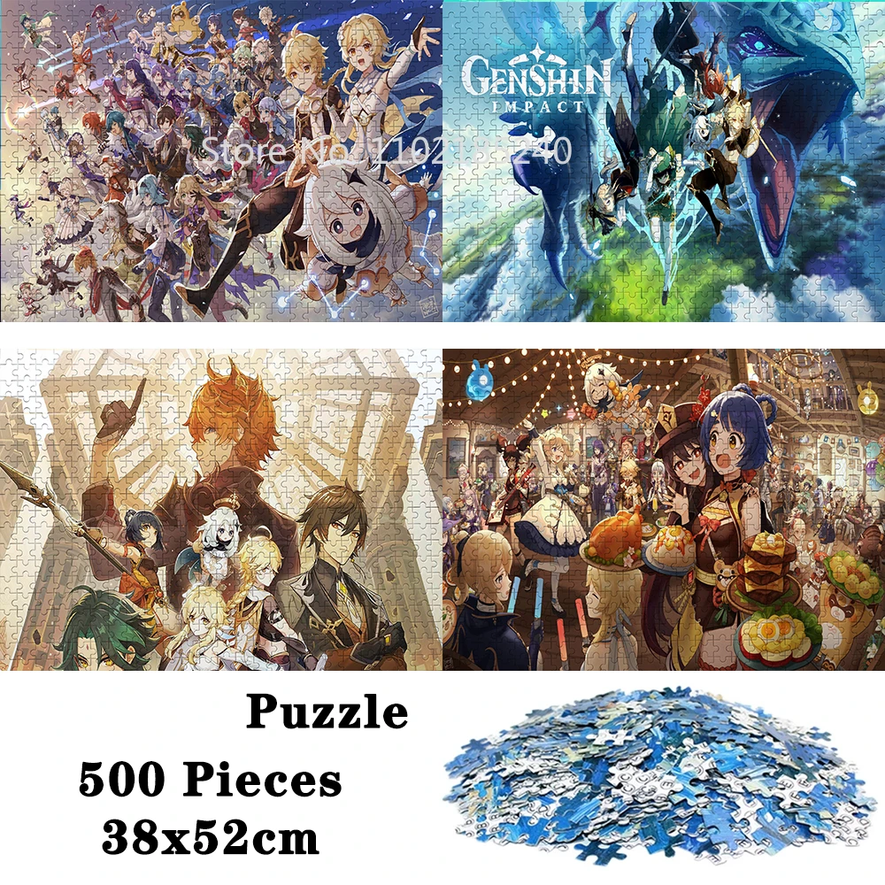 500 Pieces Cartoon Anime Game DIY Mini Puzzle Genshin Impact Model ...