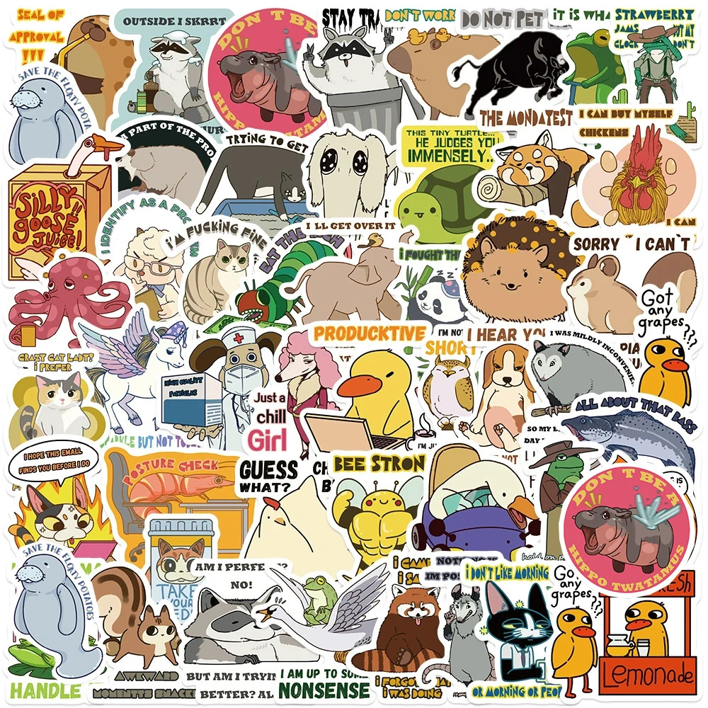 10/30/50pcs Cute Funny Animal MEME Stickers Decals DIY Scrapbook ...