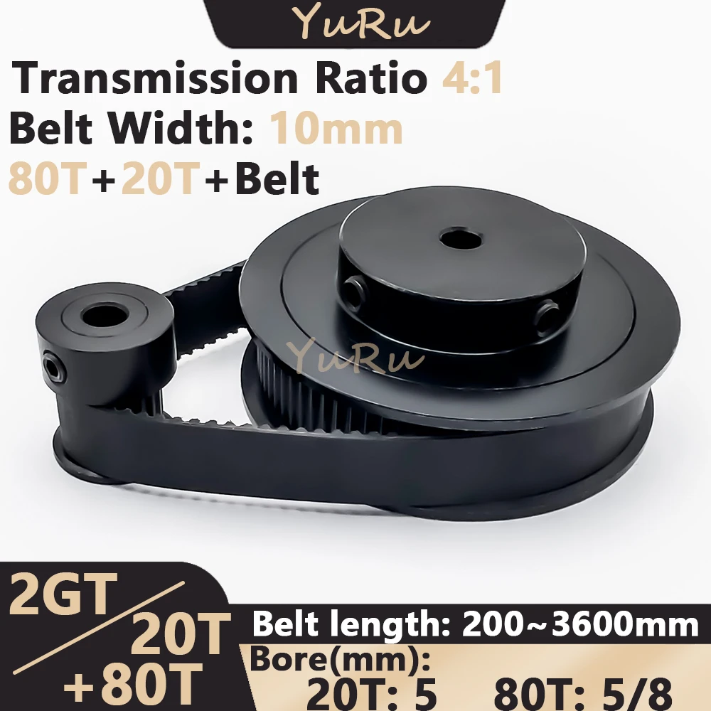 Gt2 2m 20 80teeth 2gt 20t 80t Timing Pulley Belt Set Bore 5/8mm Belt Width 10mm Tensioning Wheel ...