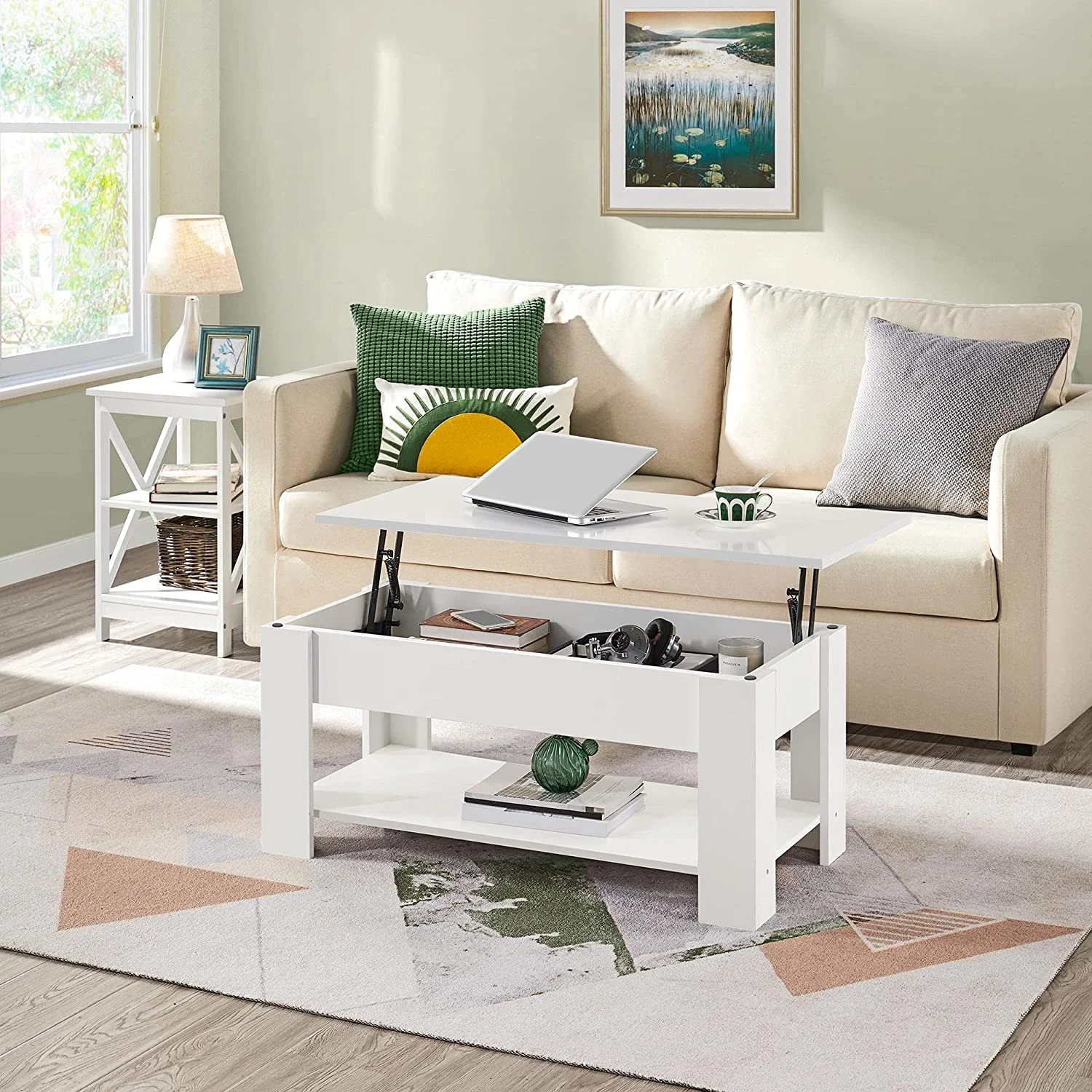 White Lift Top Coffee Table