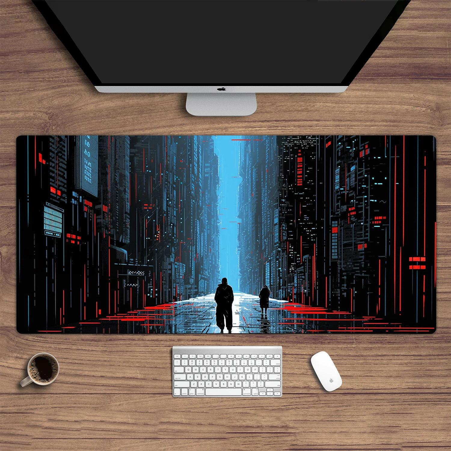 Dark-Cyberpunk-Desk-Mat-Red-Black-Mouse-Pad-Dystopian-Futuristic-Desk ...