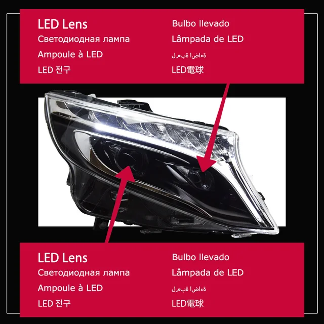Akd Car Styling Head Lamp For Benz Vito Headlights 2013-2019 W447 Led ...