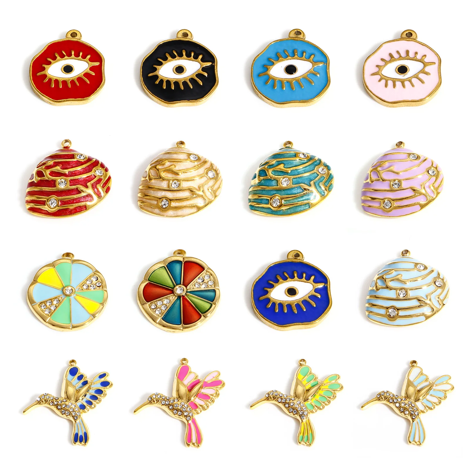 1-PC-304-Stainless-Steel-Enamel-Hummingbird-Charms-For-Jewelry-Making ...