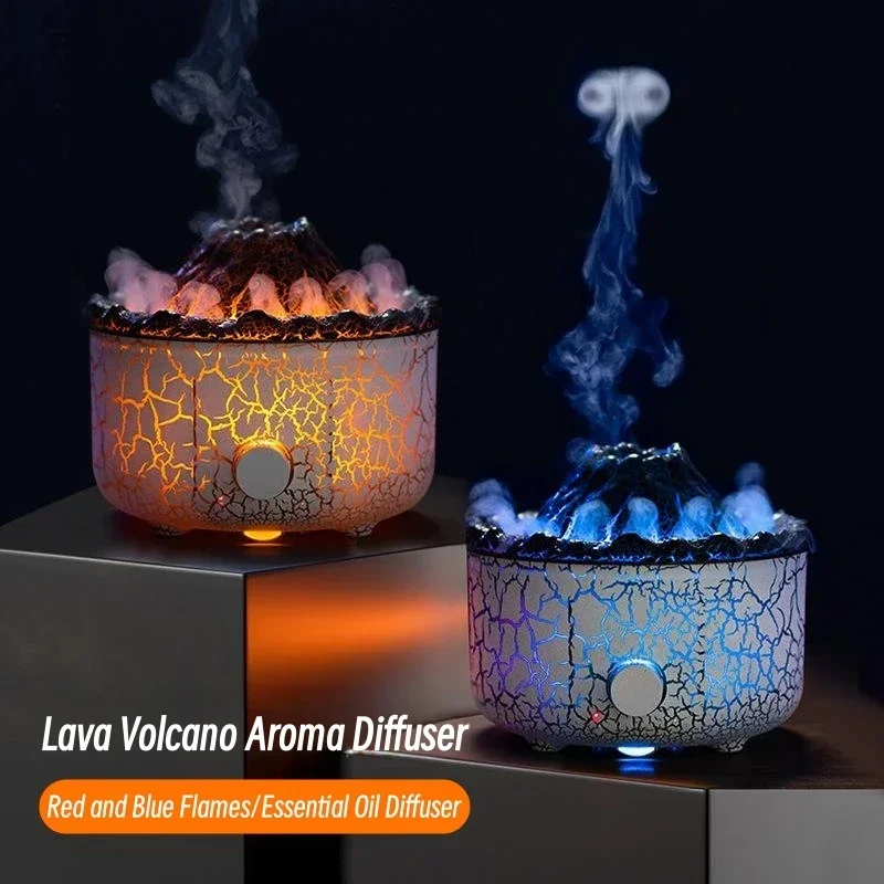 Volcano-Flame-Air-Humidifier-Aromatherapy-Diffuser-Smoke-Ring-Ultrasonic-Night-Lamp-Remote ...
