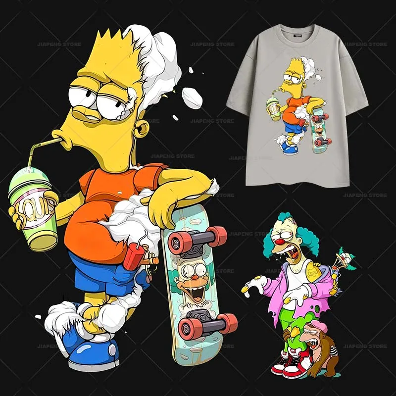 The-Simpsons-Printed-Heat-Transfers-Vinyl-Stickers-for-Clothes-Bart-Homer-Cartoon-T-shirt-Design ...