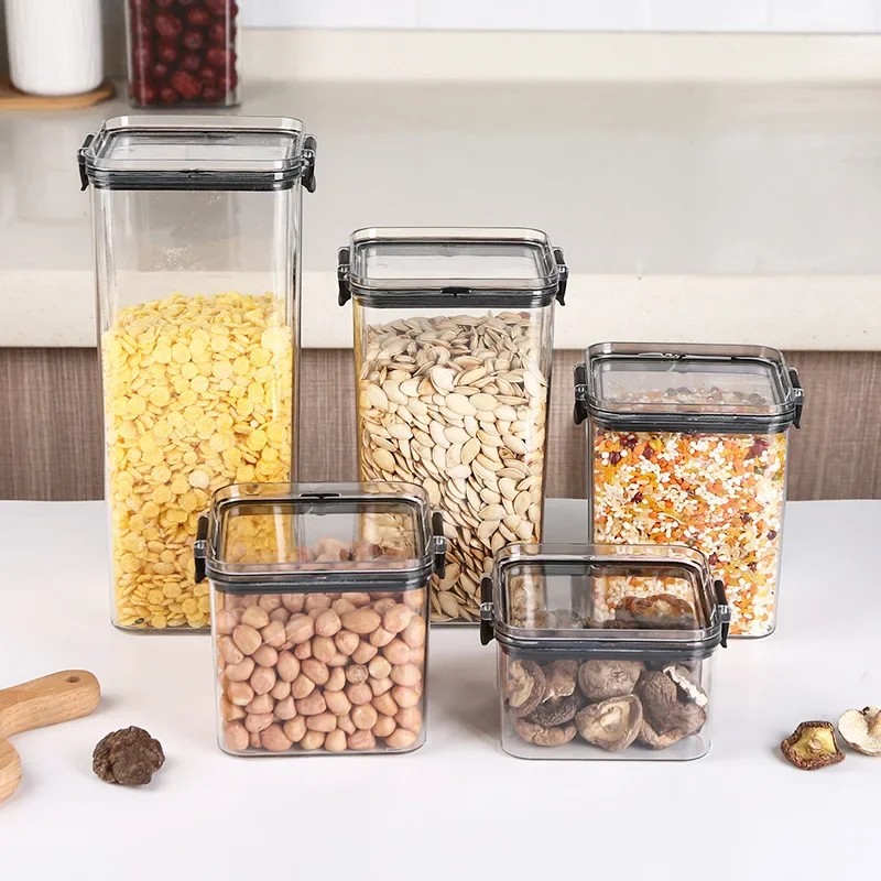 Sealed Jar Food Storage Box Transparent Plastic Multigrain Tank ...
