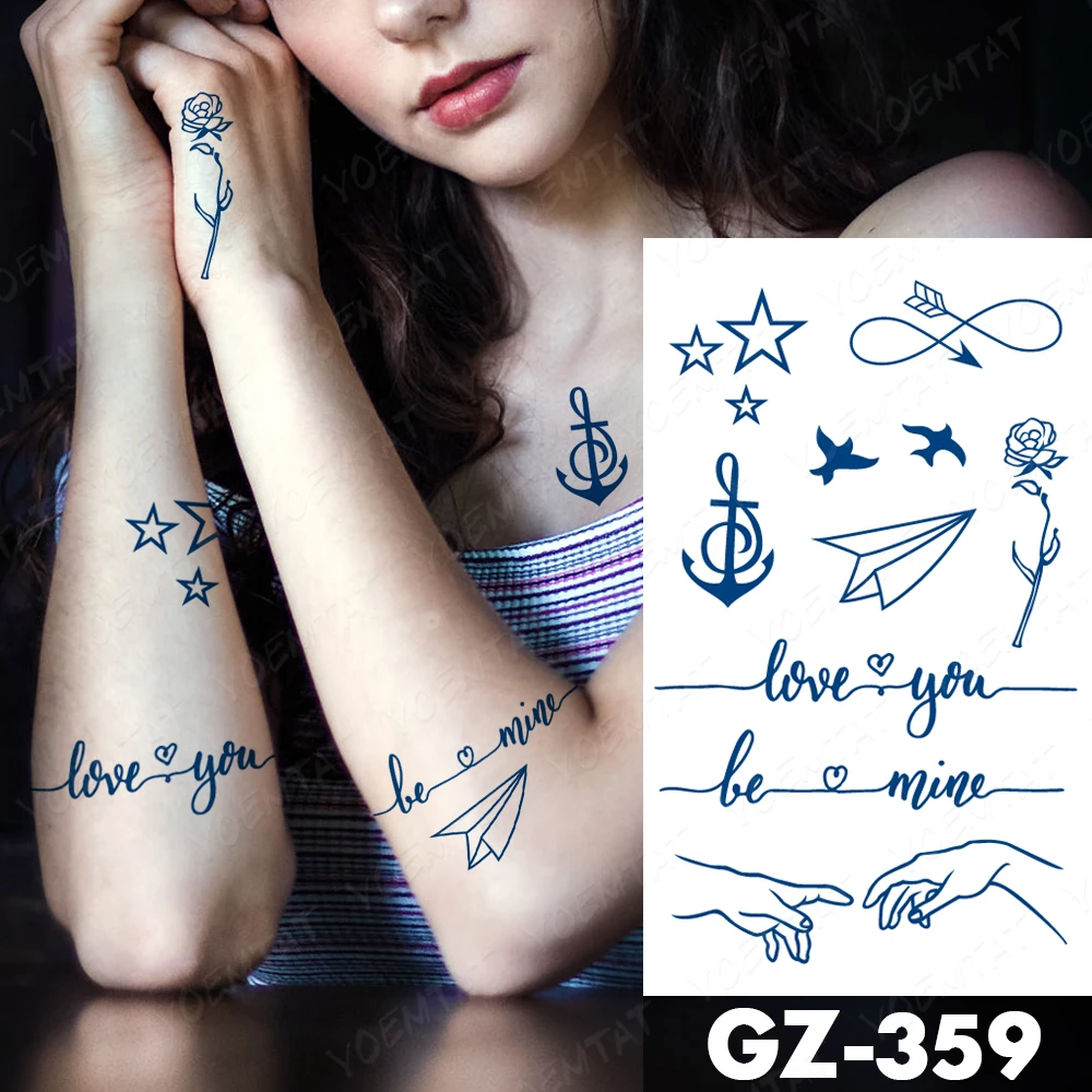 Juice-Lasting-Ink-Waterproof-Temporary-Tattoo-Sticker-Hand-English ...