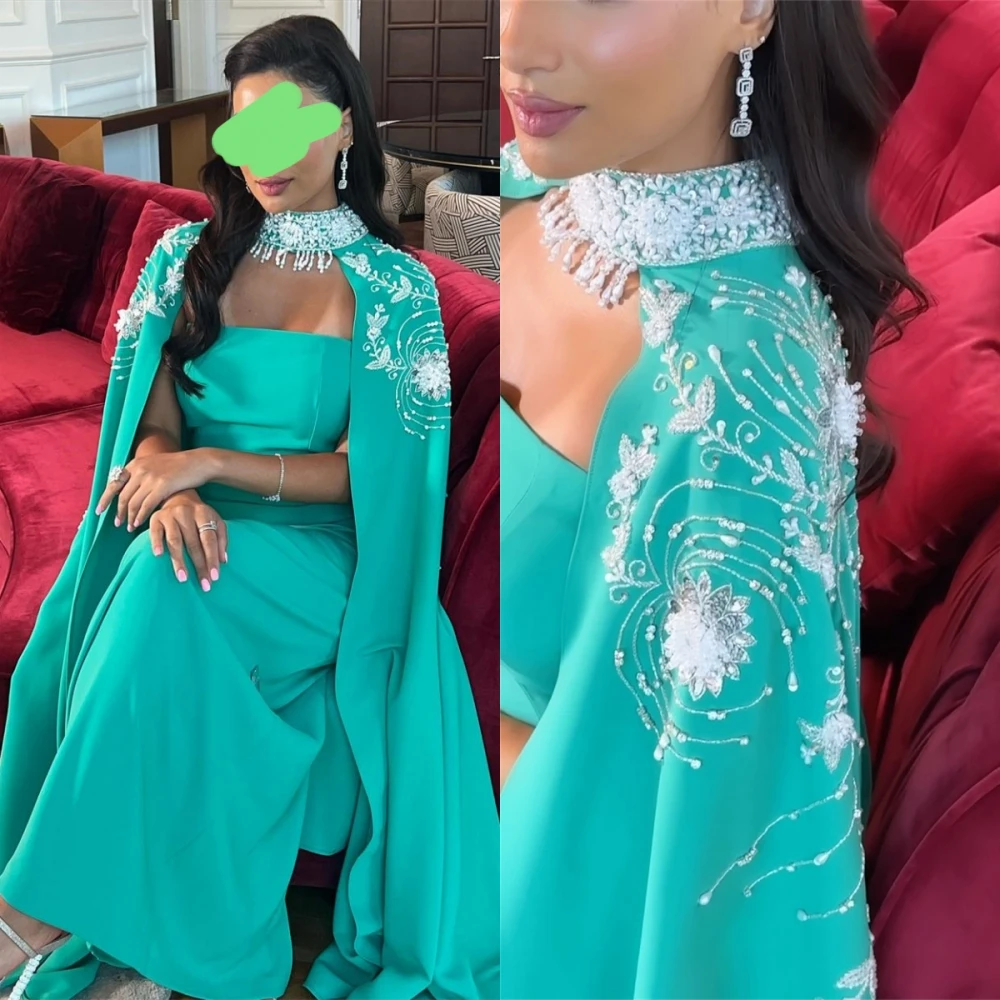 High-Collar-Cape-Prom-Dresses-Party-Dress-Strapless-Floor-Length-Sequin ...