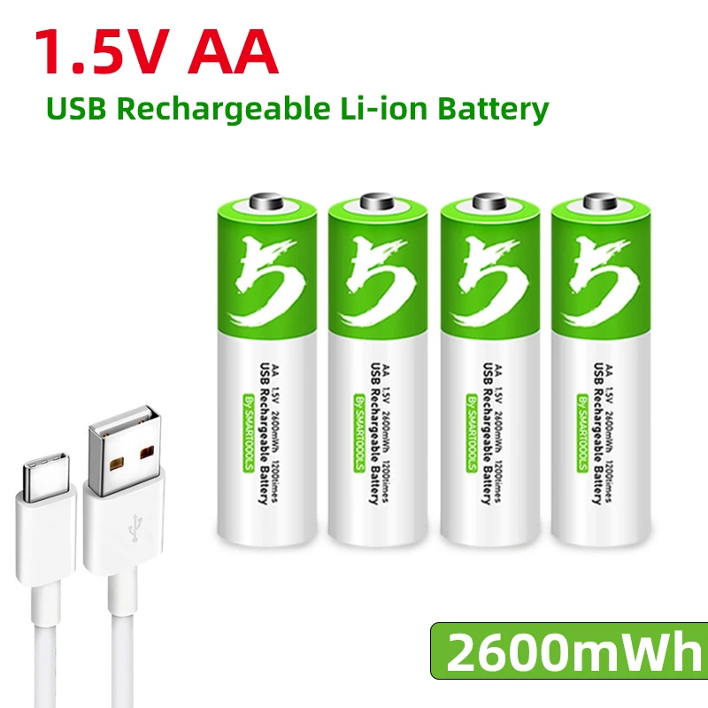 1-5V-AA-2600mWh-USB-Rechargeable-Li-ion-Battery-AA-Type-C-for-Remote ...