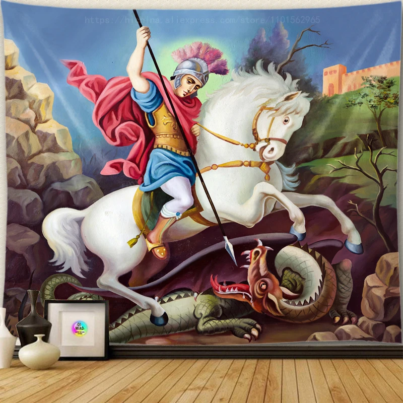 Christ Tapestry St. George Archangel Wall Decor Christian Believers ...