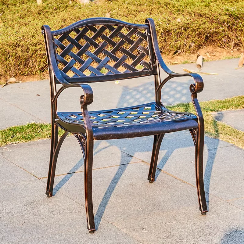 European Garden Cast Aluminum Chair Rust-Resistant Metal Chairs Hotel ...