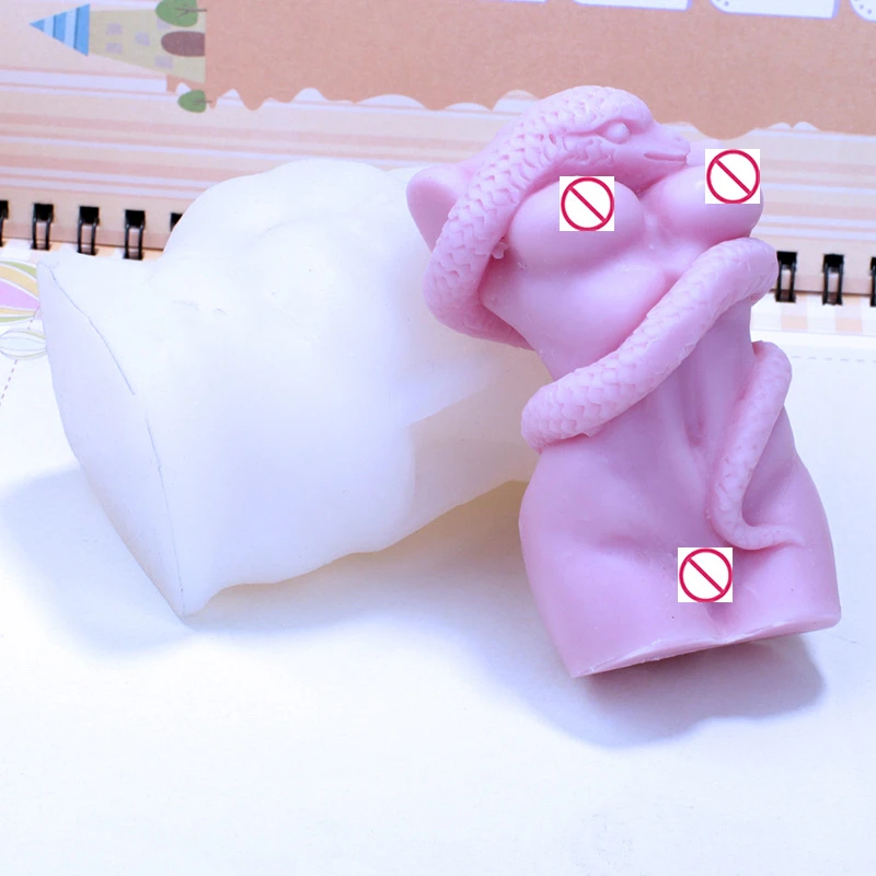 3D Woman Snake Candle Silicone Mold Abstract Human Animal Shape ...