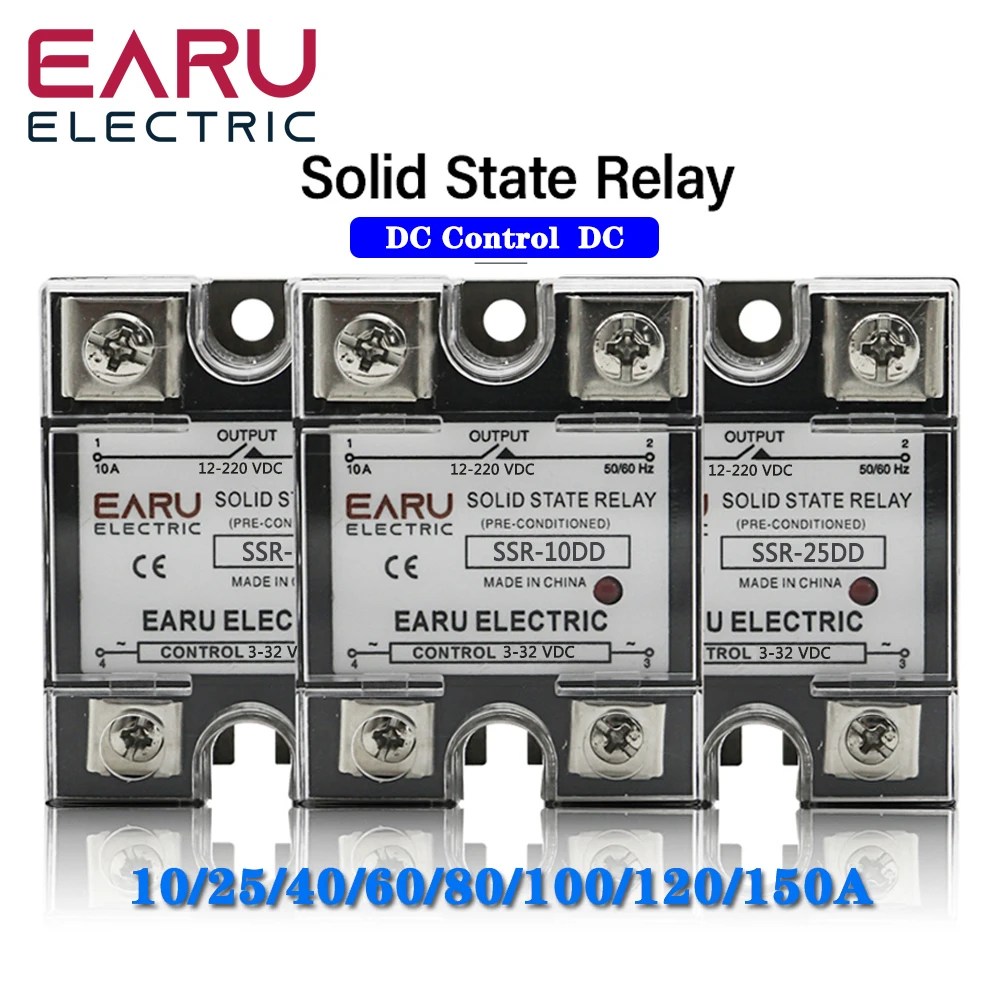 Módulo de relé de estado sólido monofásico, SSR 25DD SSR 10A 60A 100A, CC de 3 32V, entrada DC ...