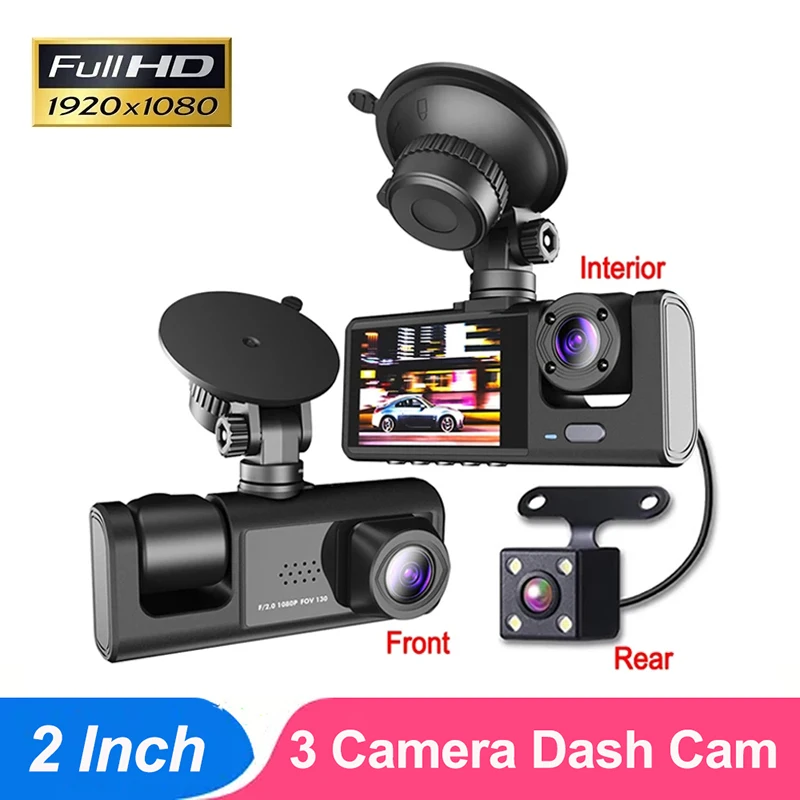 3-Channel-Dash-Cam-for-Car-DVR-1080P-Rear-View-Camera-Three-Way-Camera ...