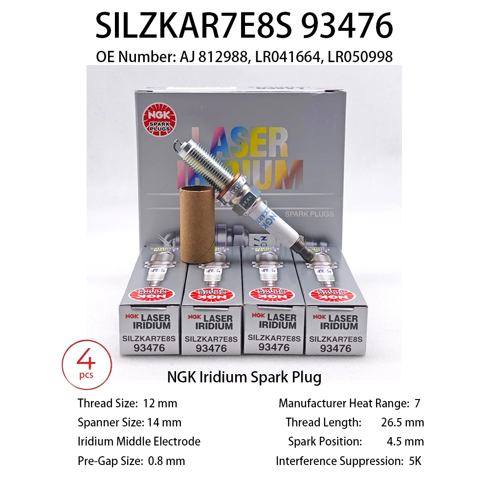 4pcs 6pcs Original NGK Iridium Spark Plug SILZKAR7E8S 93476 Suitable ...
