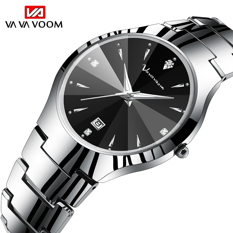 VA-VA-VOOM-Women-s-Tungsten-Steel-Watch-Silver-Black-Rhinestone-Cut ...
