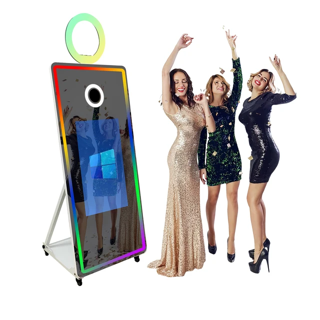 Mirror Photo Booth Selfie Led Frame Portable Touch Screen Magic Mirror Booth Machine With Camera ...