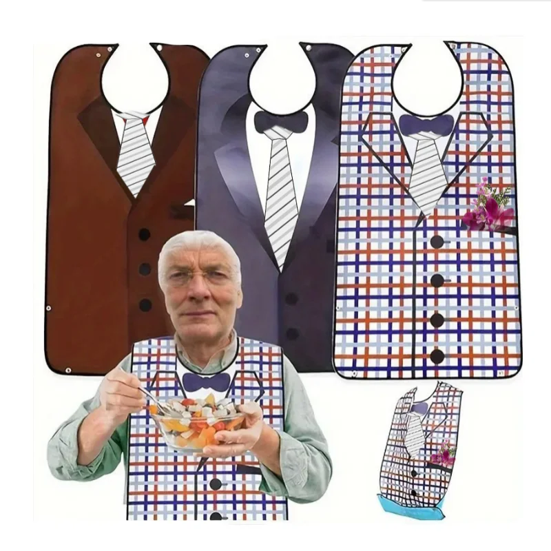 Adult Waterproof Adult Mealtime Bib Cloth Protector Clothes Bib Cook ...